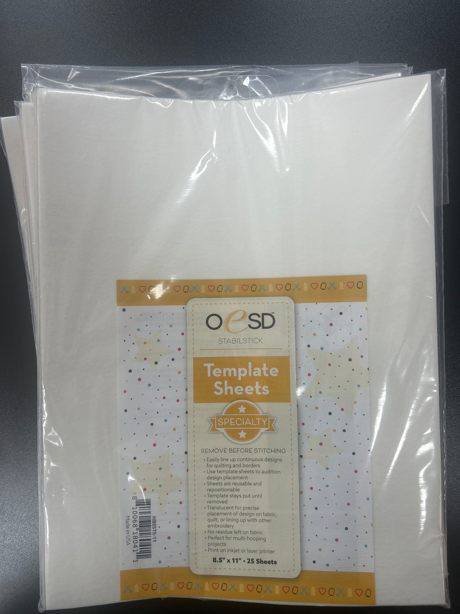 OESD StabilStick Template Sheets — Flash Sew & Quilt
